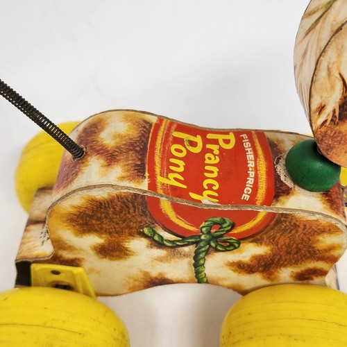 VINTAGE 1965 FISHER PRICE WOODEN PULL TOY PRANCY PONY #617 W/ PULL ...