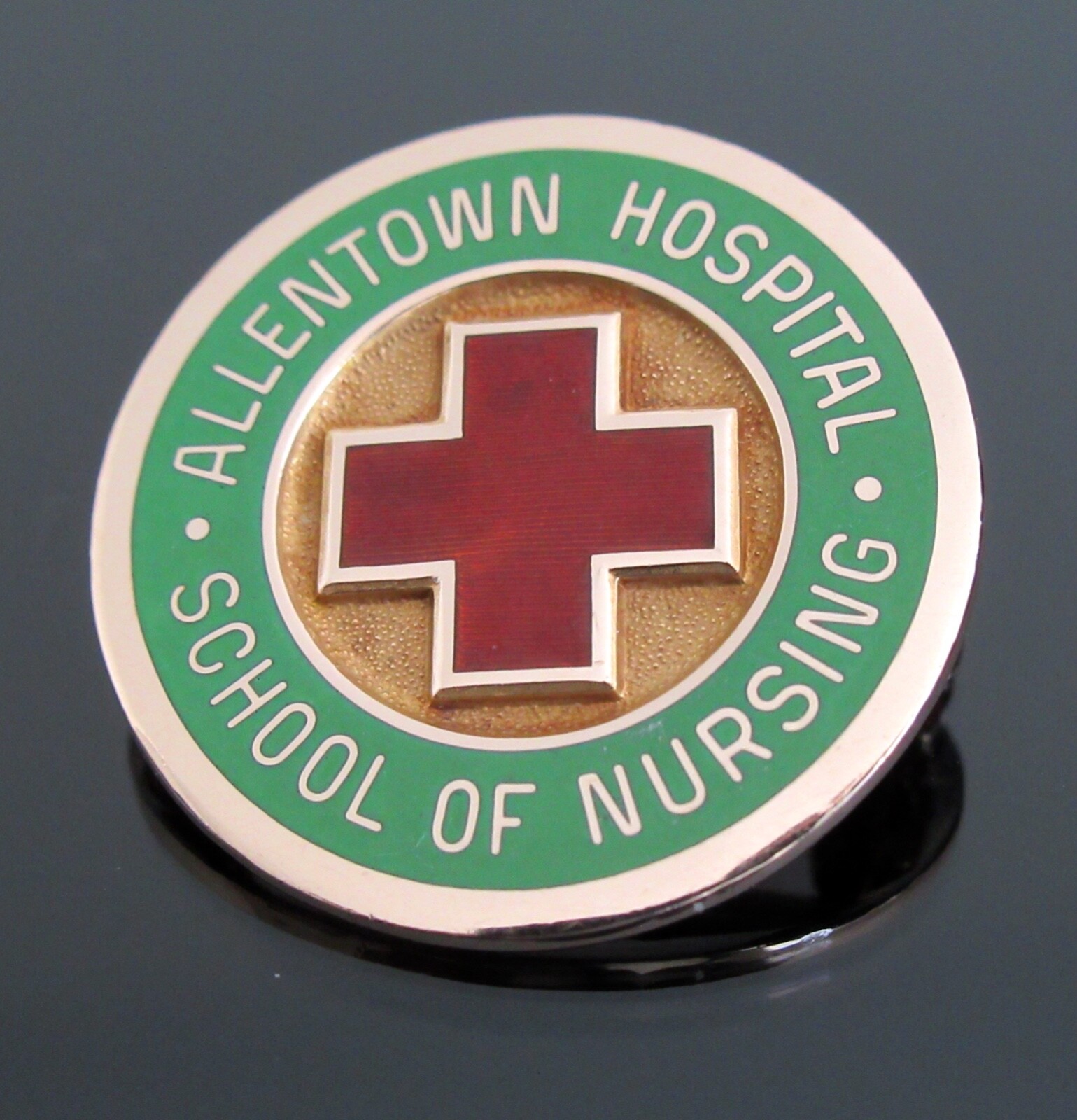 Vintage 10k Gold Allentown Hospital Nursing School Pin Red Cross Enamel ...
