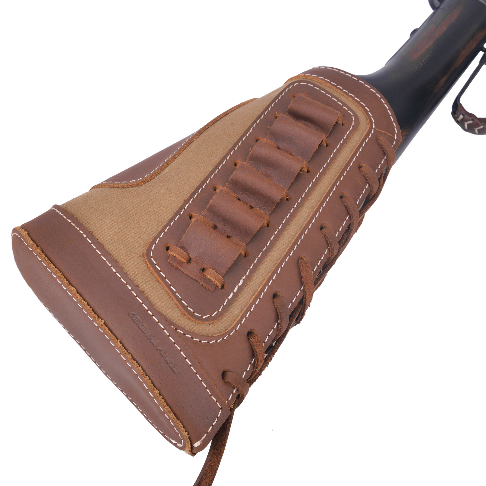 Shotgun & Rifle Shell Holder Leather & Canvas Gun Buttstock Ammo Holder ...