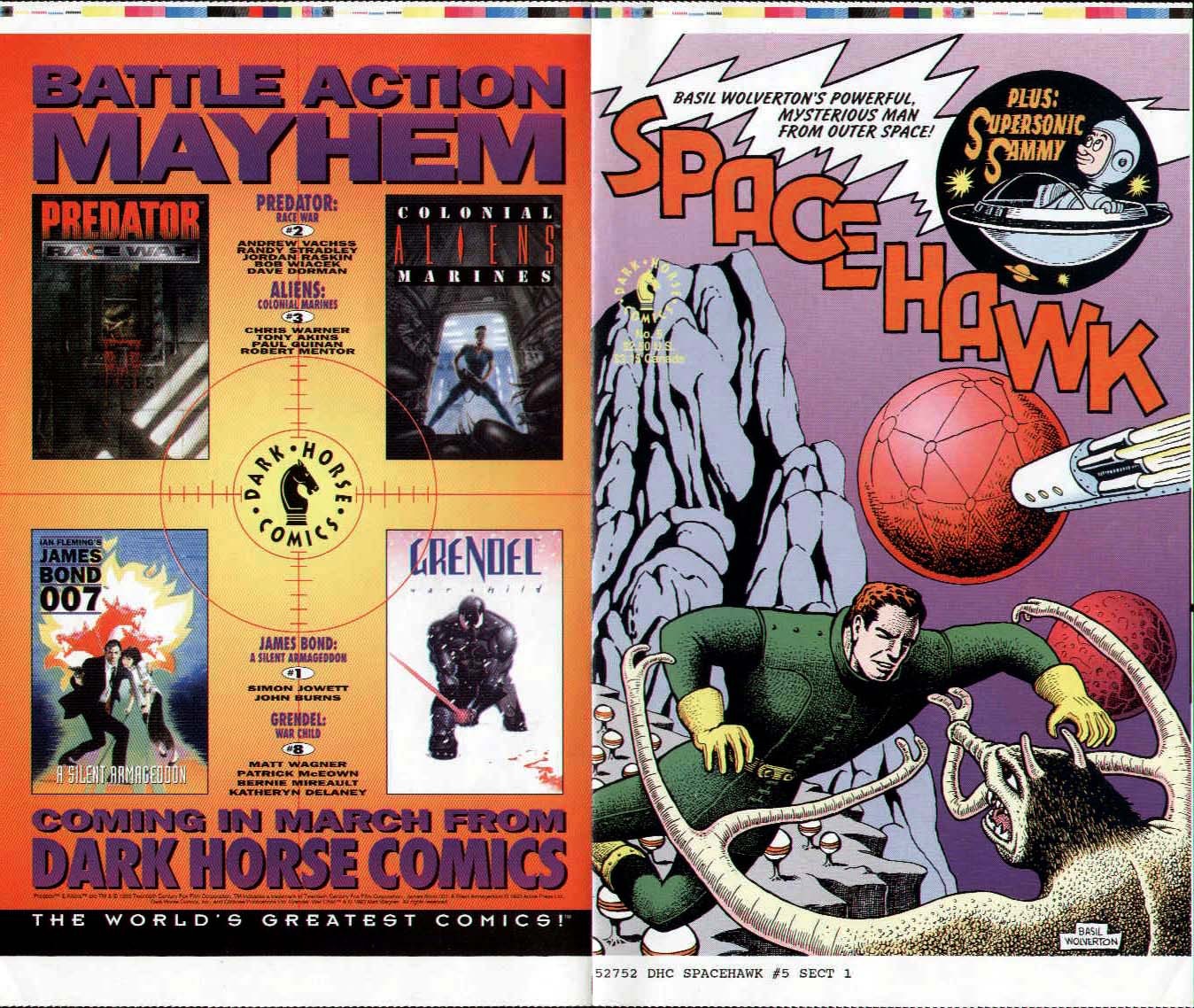 BASIL WOLVERTON SPACEHAWK #5 ORIGINAL PRODUCTION ART COVER DARK HORSE ...