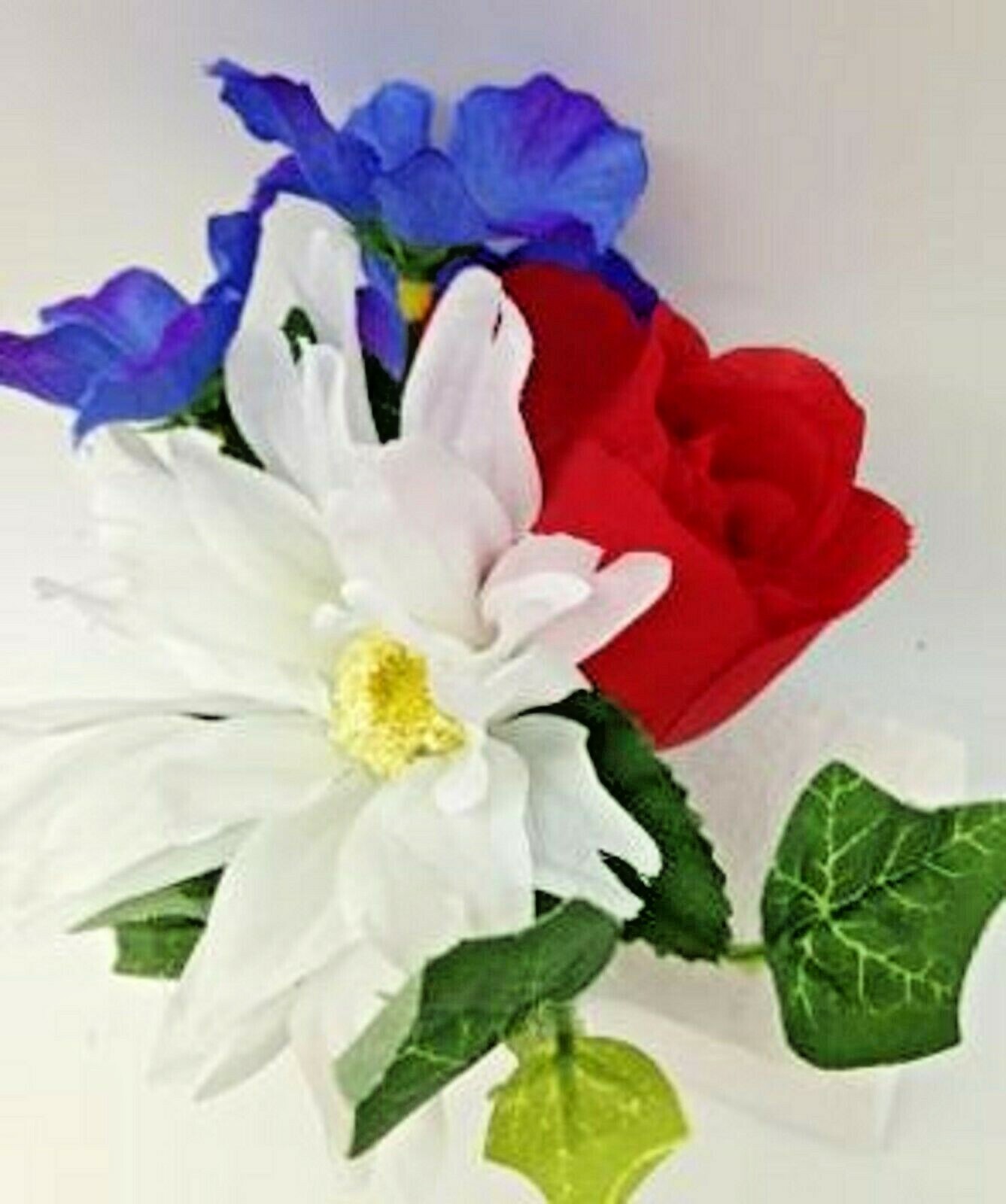 NICHE CRYPT or MAUSOLEUM SILK FLOWER BOUQUET ROSE DELPHINIUM DAISY IVY ...