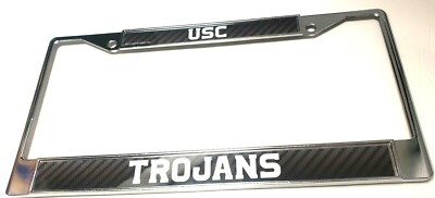 Southern Cal USC Carbon Look Trojans Chrome Metal License Plate Frame ...