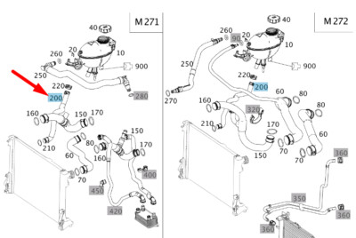 MERCEDES-BENZ E W212 EXPANSION TANK COOLANT FILLING HOSE A2125015882 NO ...