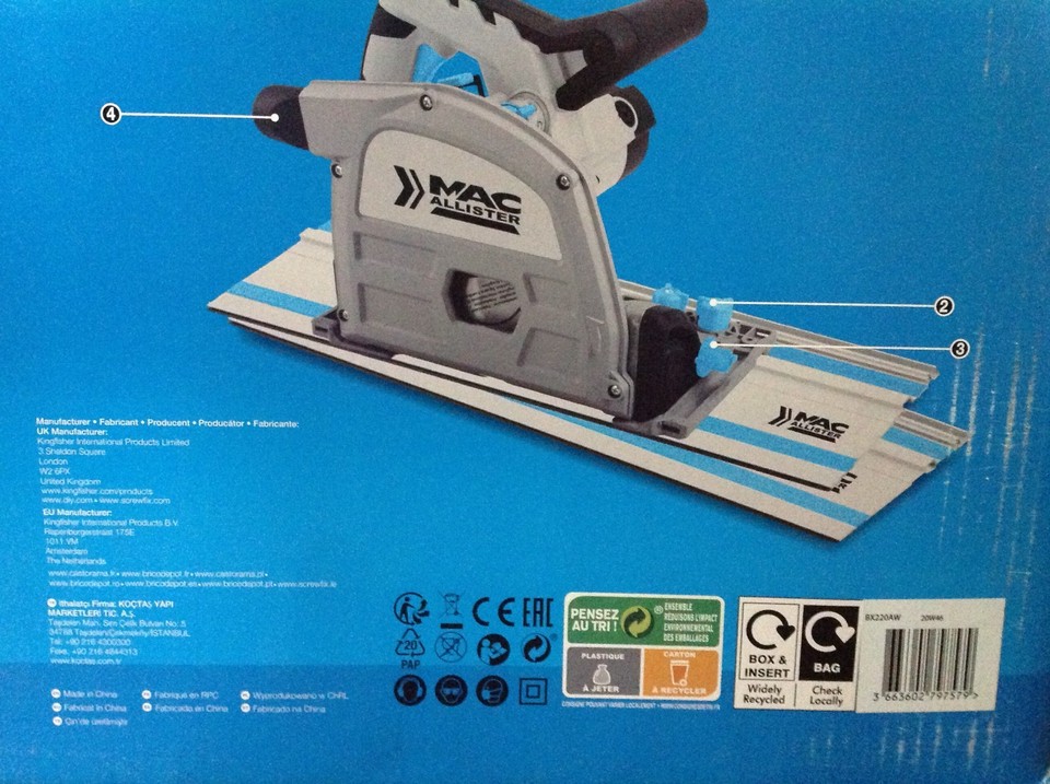 New in Box - MAC ALLISTER MSPS1200 Plunge Saw 1200W 165mm 240V Circular ...