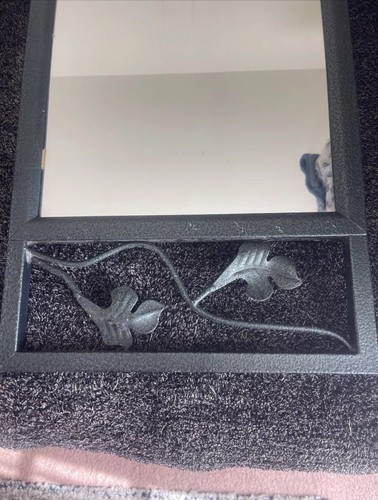 Rectangular wrought iron wall mirror with green leaves on top GTC Intl ...