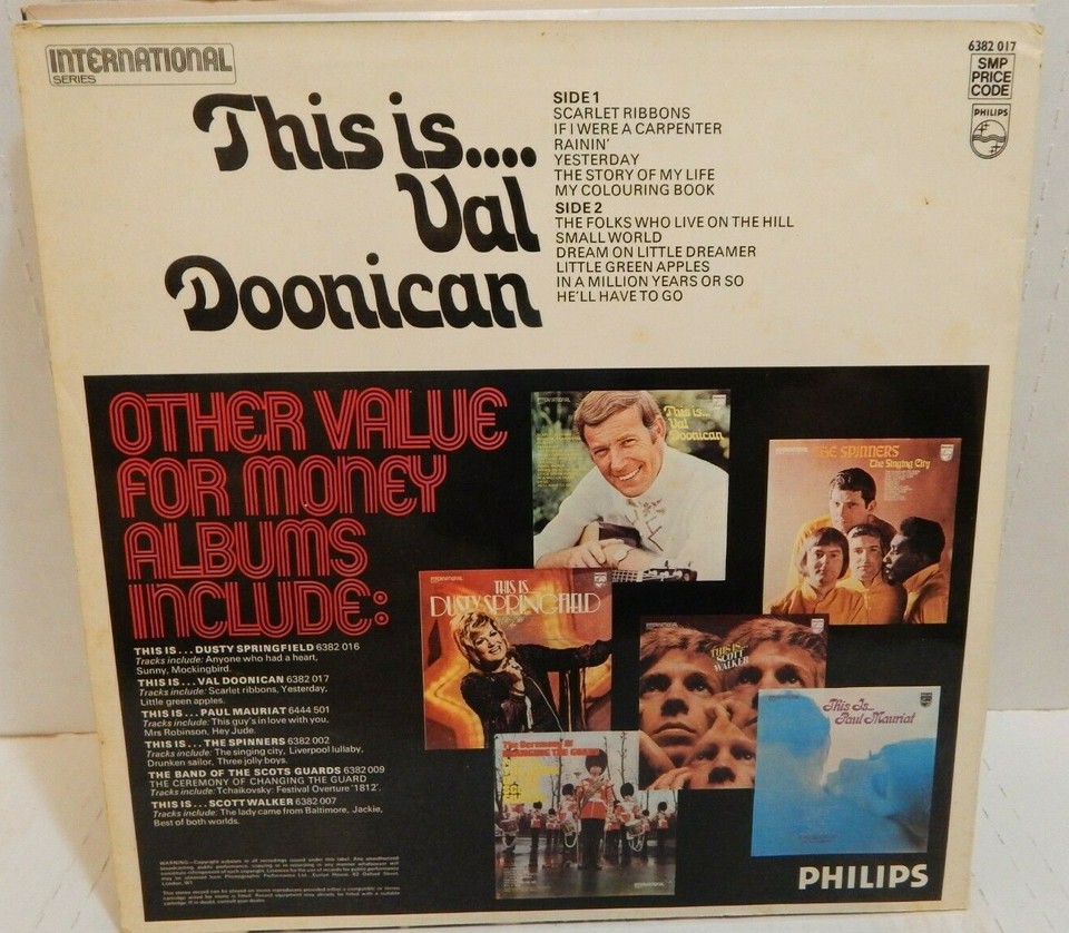 VAL DOONICAN This is Val Doonican UK Import International Philips LP ...
