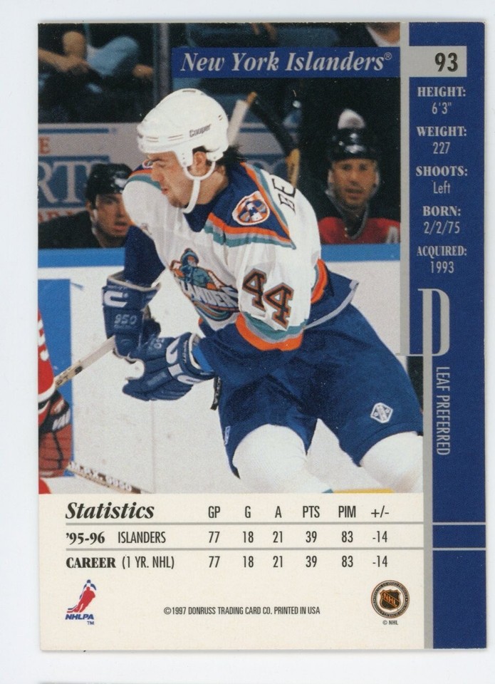 1996-97 Leaf Preferred Islanders Hockey Card #93 Todd Bertuzzi | eBay