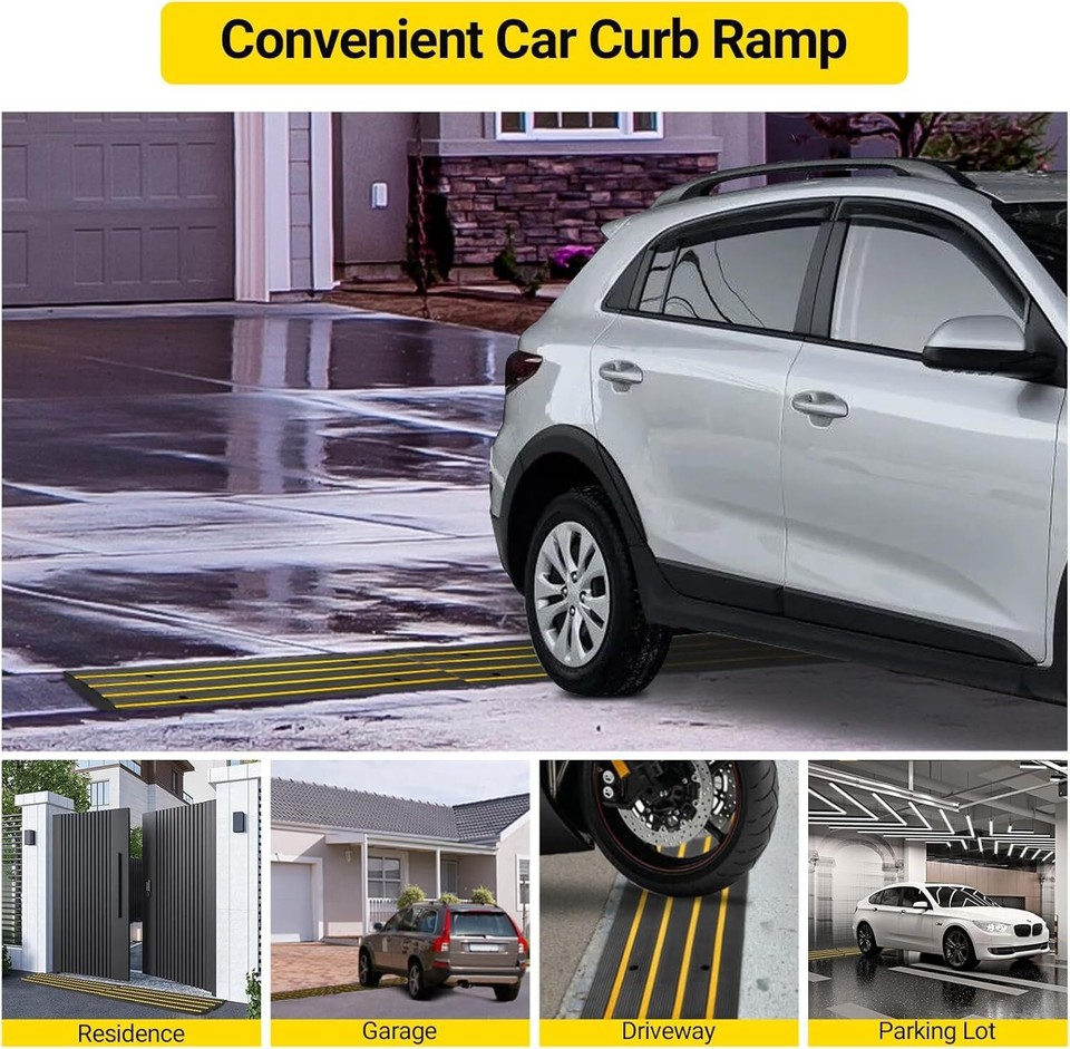 1Pack 3'' Height Rubber Driveway Curb Ramp Heavy Duty Driveway Gutter ...