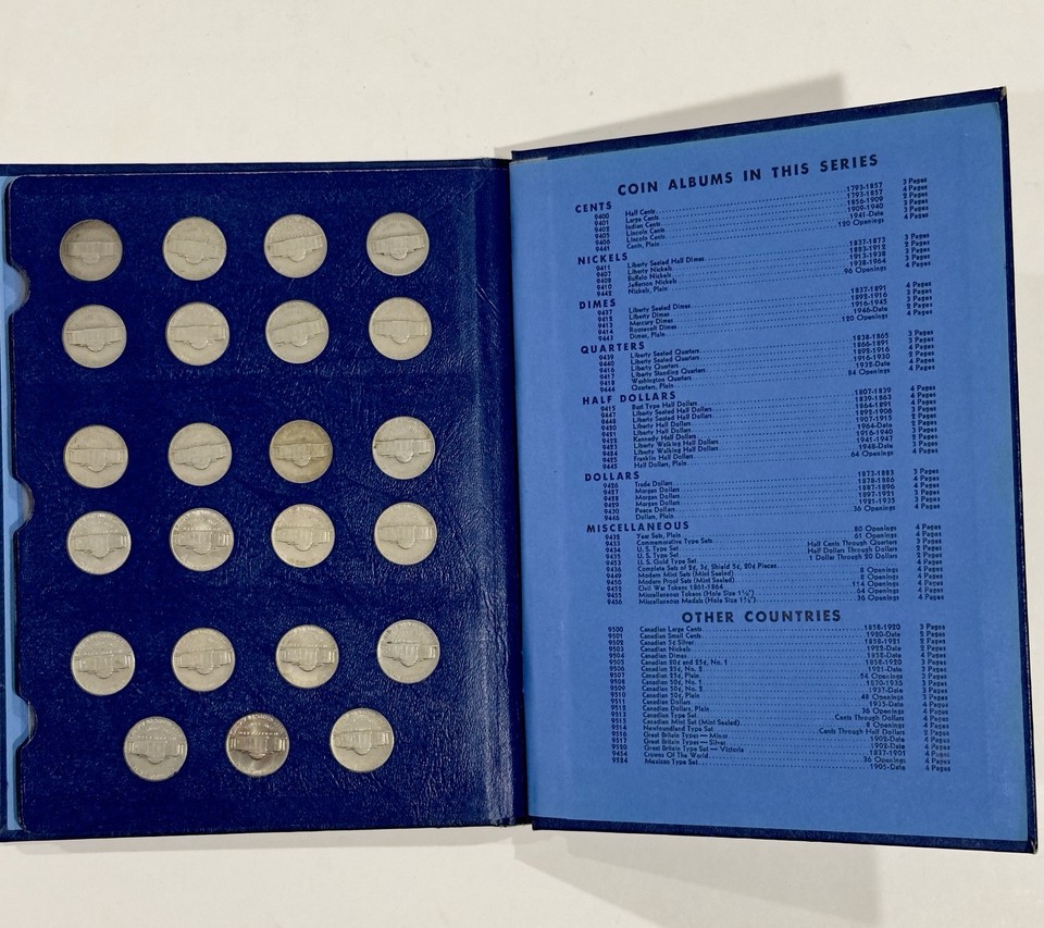 Whitman Book 1938-1964 Jefferson Nickels Coin Folder. Nearly Complete w ...