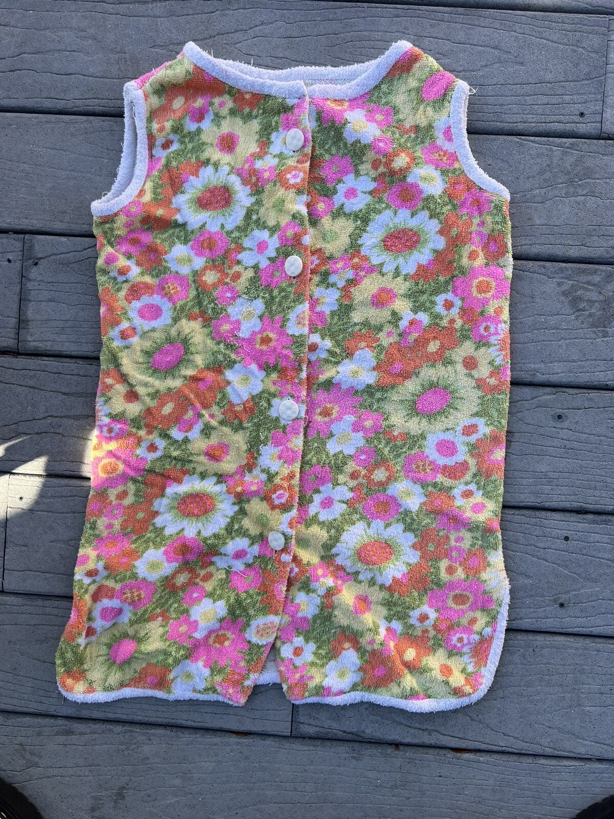 Vintage 1960/1970s Terri cloth Towel Dress Bright Flo… - Gem
