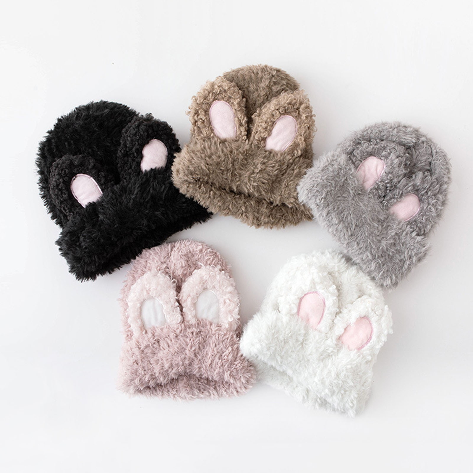 Cartoon Bunny Ears Hat Lady Winter Cap Cozy for Women Cute Rabbit Ear ...