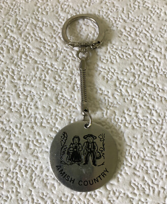 Vintage Keychain AMISH COUNTRY Key Ring Metal Fob | eBay