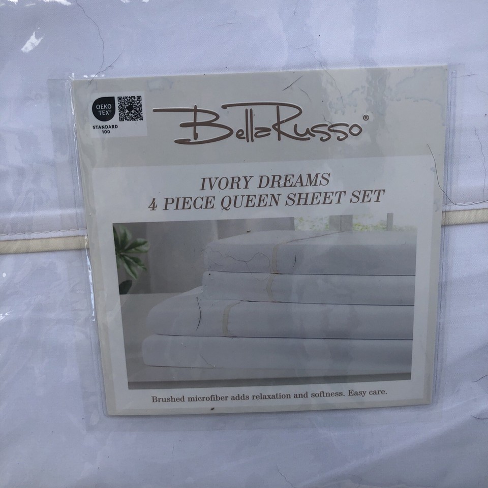 Bella Russo Microfiber Queen Sheet Set Ivory Dreams Wrinkle Resistant ...