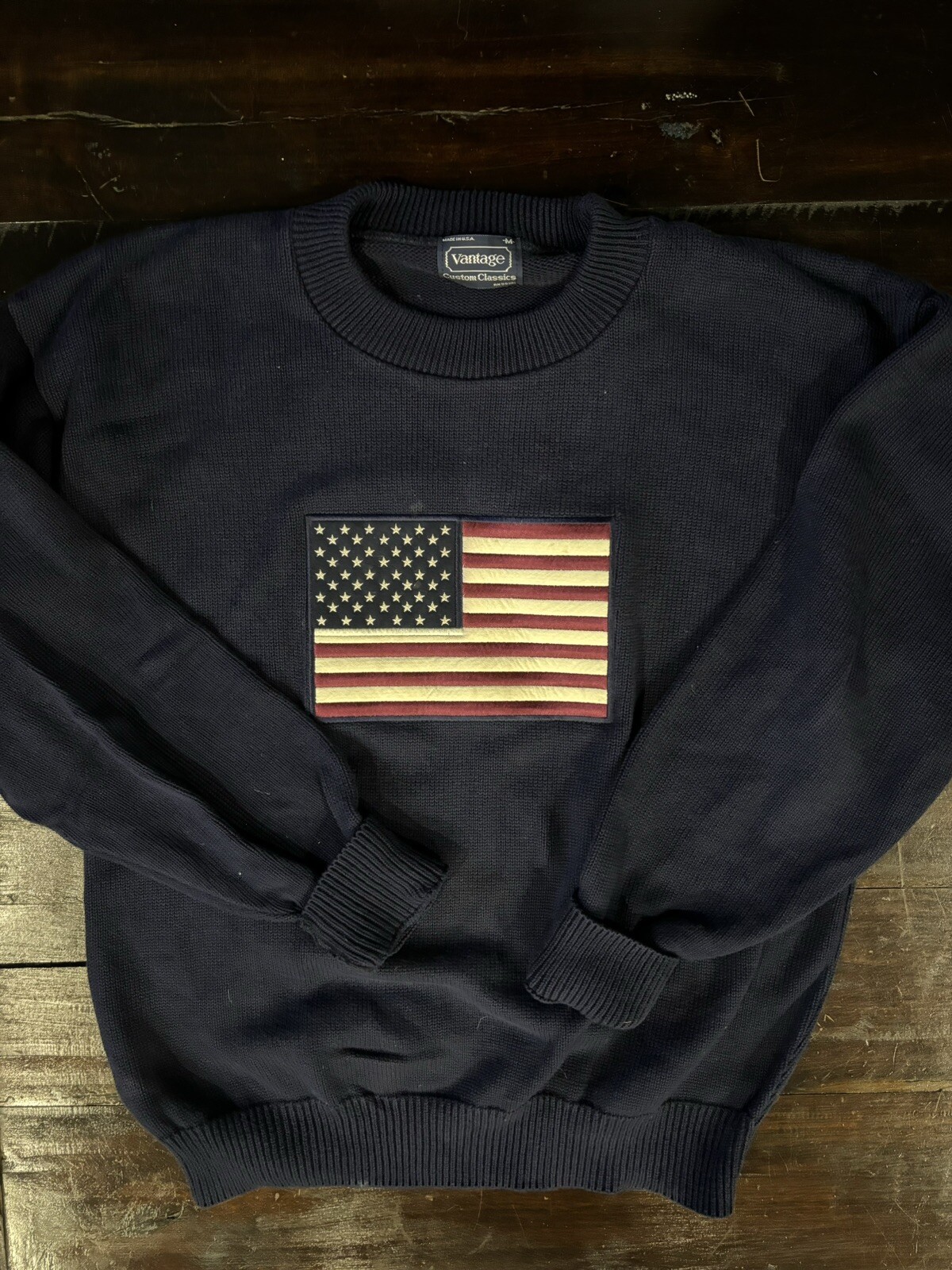 Vantage Custom Classics American Flag Sweater Medium … - Gem