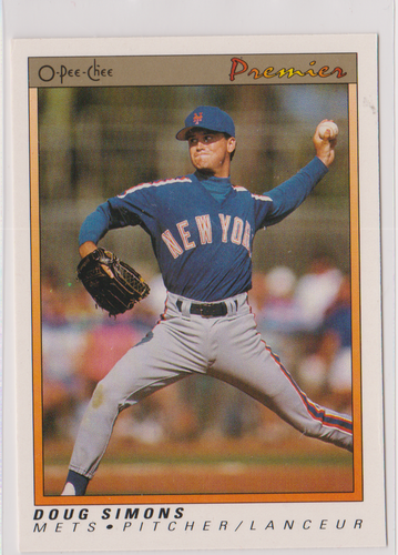 Doug Simons Mets Pitcher 1991 O-Pee-Chee Premier Card # 110 Near Mint ...