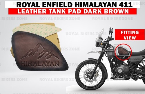 Leather "Tank Pad Dual Shade Dark Brown Fit For Royal Enfield Himalayan ...