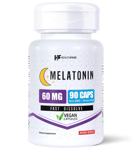 Healthfare Melatonin 60mg | 90 Tab Ultra Strength Fast Dissolve Vegan ...