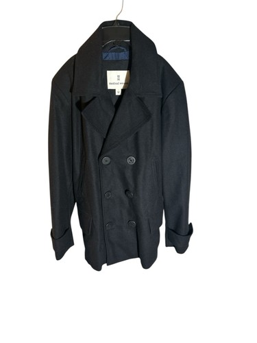 Mutual Weave Men’s Large Wool Jacket Coat Black Pea Coat Lined MSRP ...