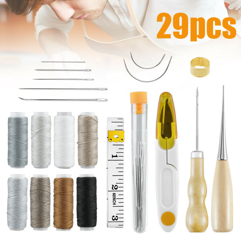 Leather Waxed Thread Stitching Needles Awl Hand Tools Kit for DIY ...