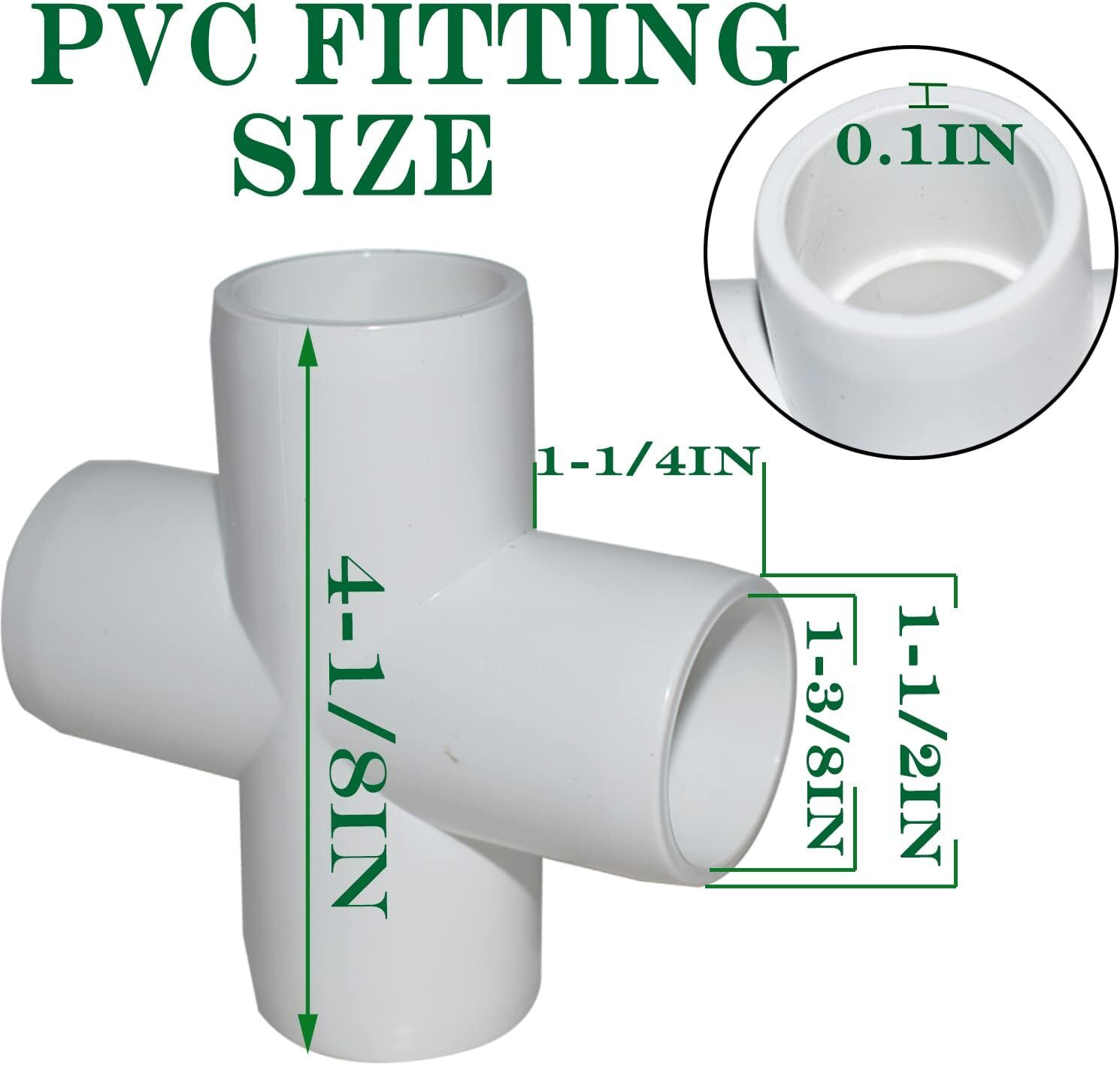 12Pack 1Inch PVC Fittings 4-Way Cross Elbow Fitting for Building Heavy ...