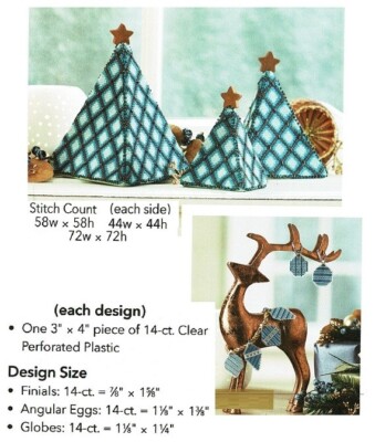 ORNAMENTS AND PIRAMIDE DIAMOND TREES CROSS STITCH PATTERN ONLY #901 B ...