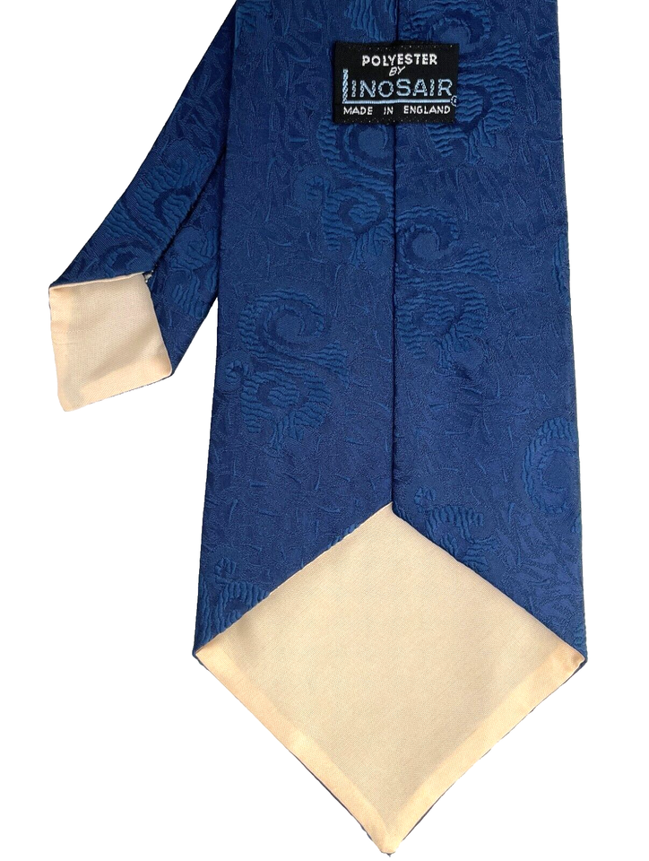 Linosair blue kipper tie vintage 1950s 1960s navy brocade 4.5 inches ...