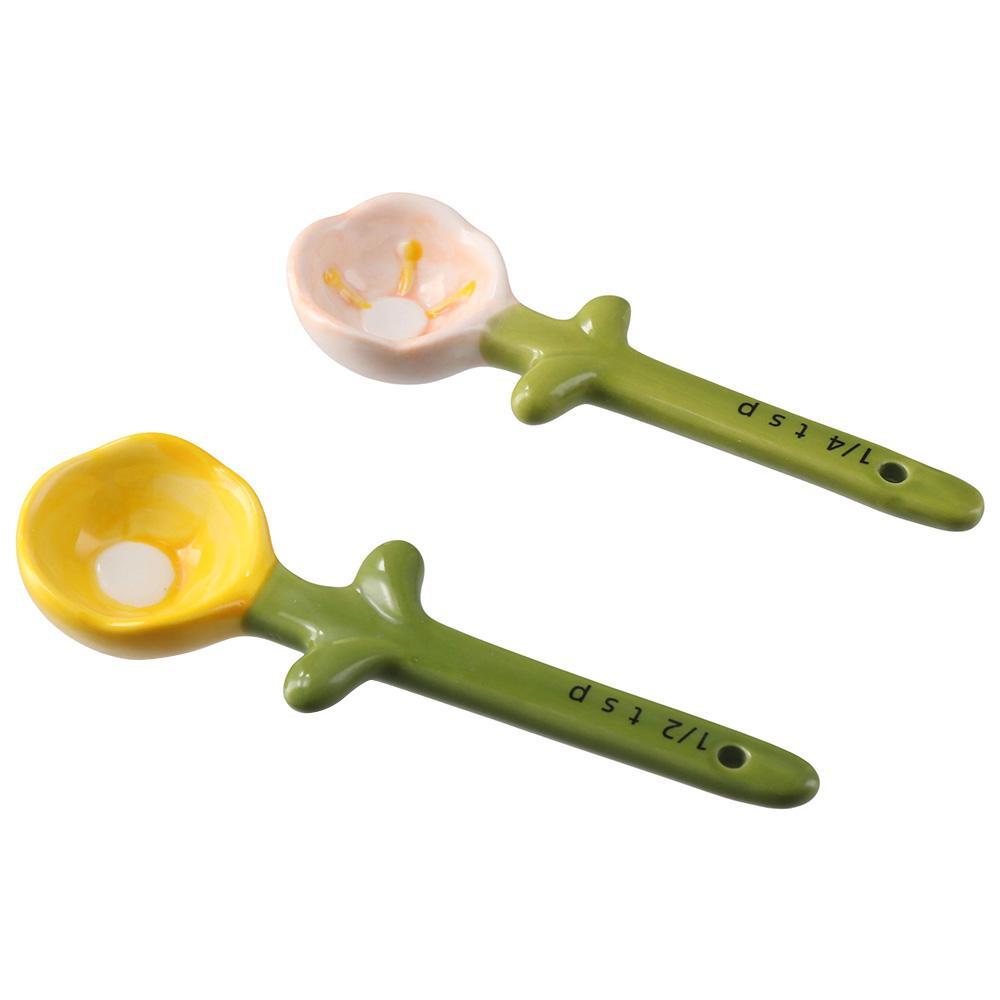 Multicolor Measuring Spoons Sunflowers Ceramic Measuring Spoons Sugar ...