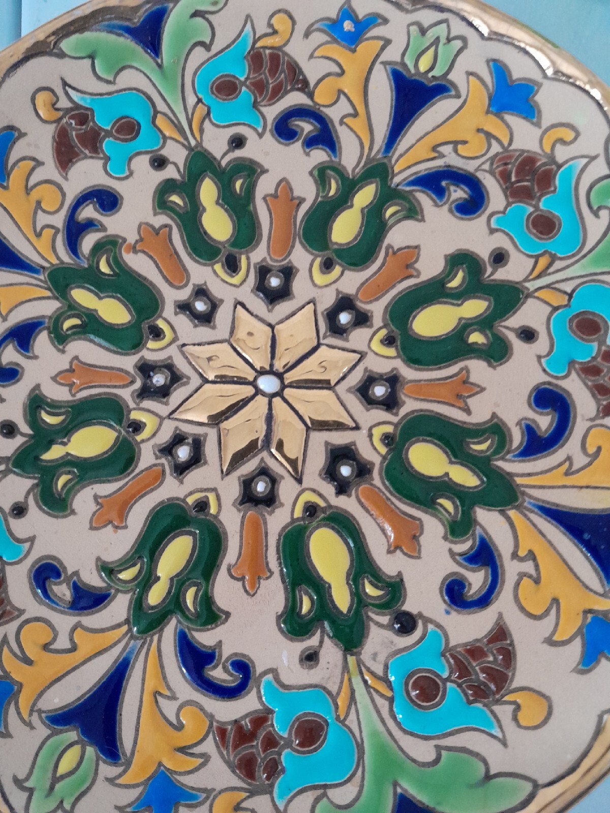 Vintage Ceramicas Sevilla Spanish Plate, Enameled 24k Gold Decorative ...