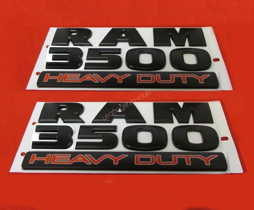 2x OEM Matte Black HEAVY DUTY Emblem Badges 3D Decal for 3500 Genuine ...