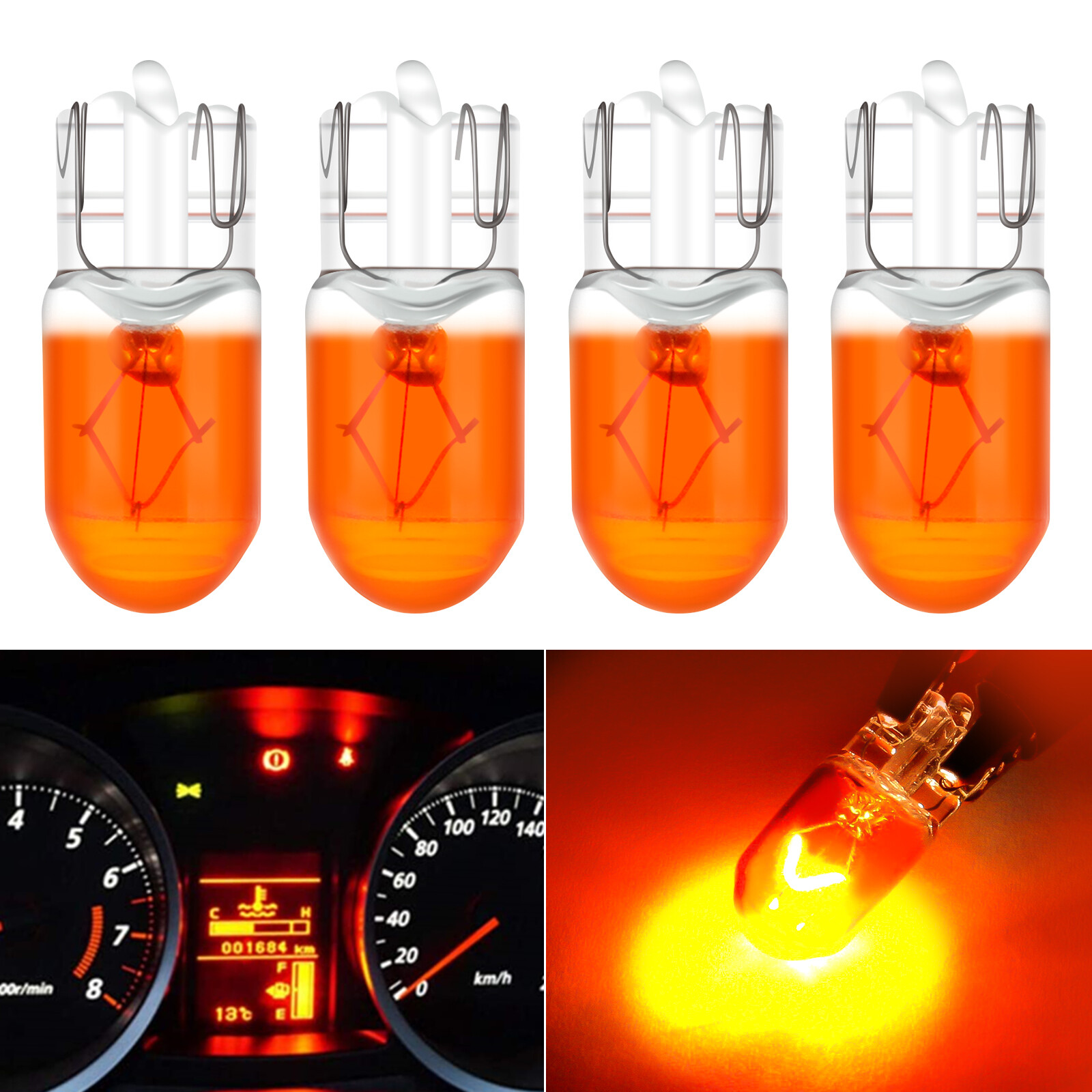 4x W5W T10 501 194 Side Marker light Amber Glass Bulb Car Halogen bulbs ...