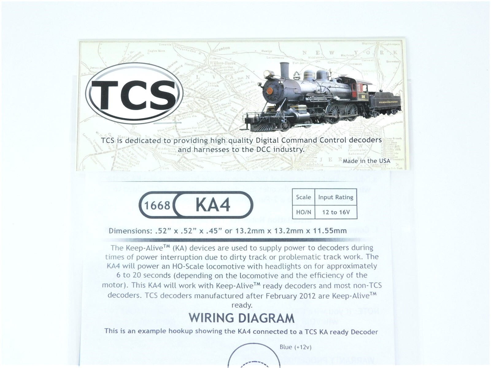 TCS 1668 KA4 DCC Keep-Alive: Interruption Power for HO Scale ...