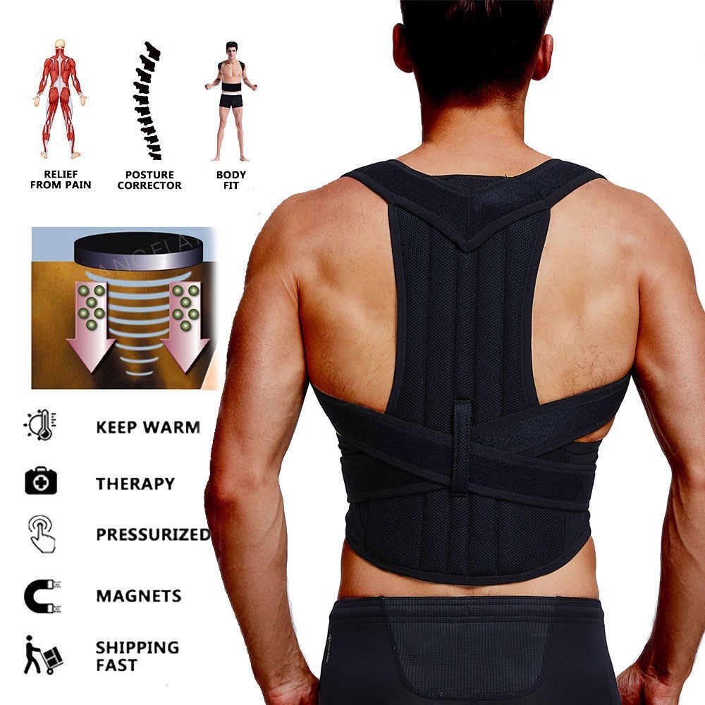 US Posture Corrector Support Magnetic Back Shoulder Brace Belt ...