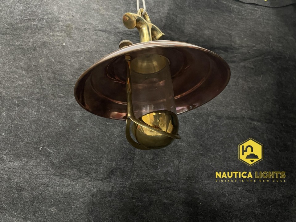 Industrial Solid Brass Hanging Pendant Bulkhead Light With Copper Shade ...