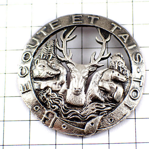 Limited Vintage Silver Hunting Pin Badge Deer Wild Boar Bear and more ...