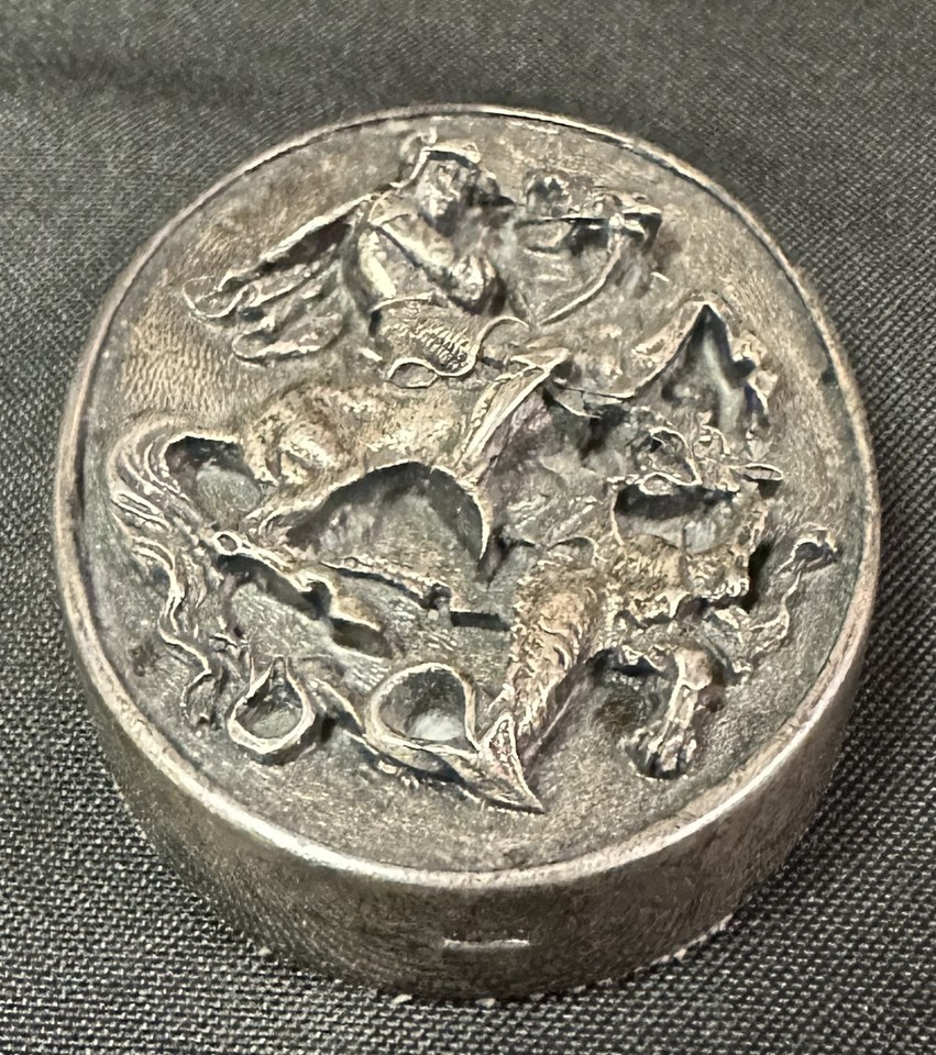 Vintage Henryk Winograd Silver Paperweight High Relief 999 St George vs ...
