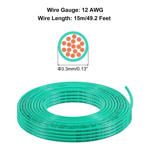 49.2 Feet 12 AWG Gauge THHN Stranded Green Copper Building Wire 600V | eBay