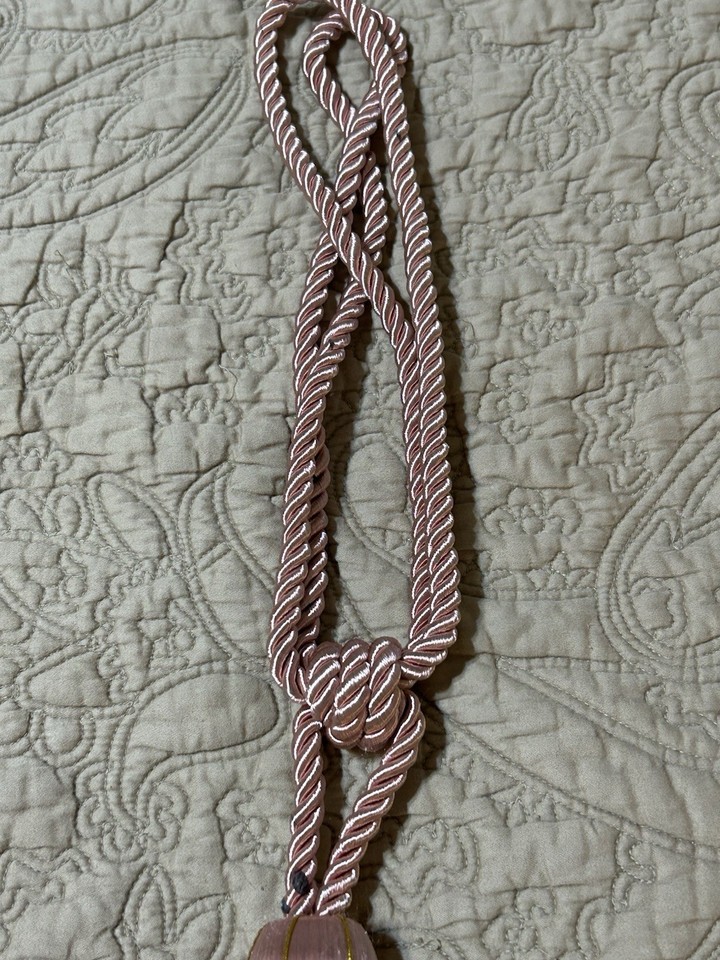 Vintage Drapery Curtain Tie Backs Pink Set of 4 Twist Cord Rope Large ...