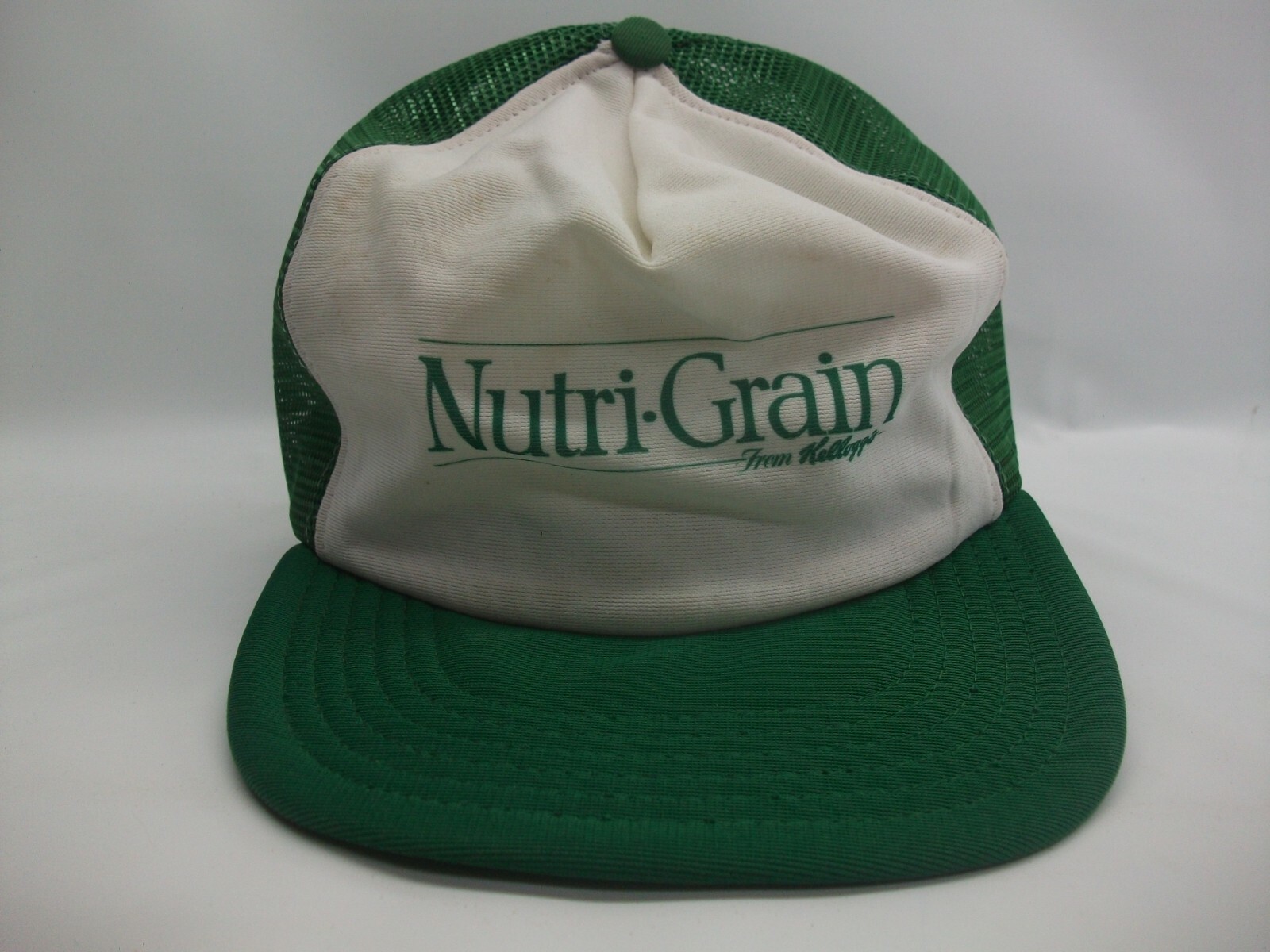 Kellogg's Nutri Grain Broken Bill Hat Vintage Green W… - Gem