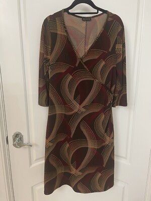 perceptions womens dress Size 4 Long Sleeved Brown With Pattern | eBay