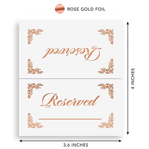 Reserved Table Signs Cards Rose Gold Foil 20pack Table Tent Vip Place ...