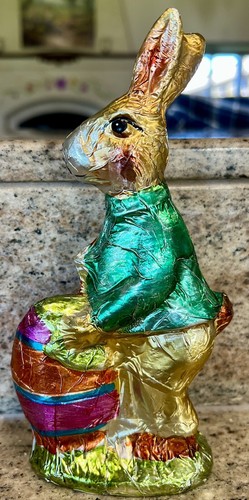Easter Faux Foil Wrapped Chocolate Boy Bunny Rabbit Easter Egg Figurine ...