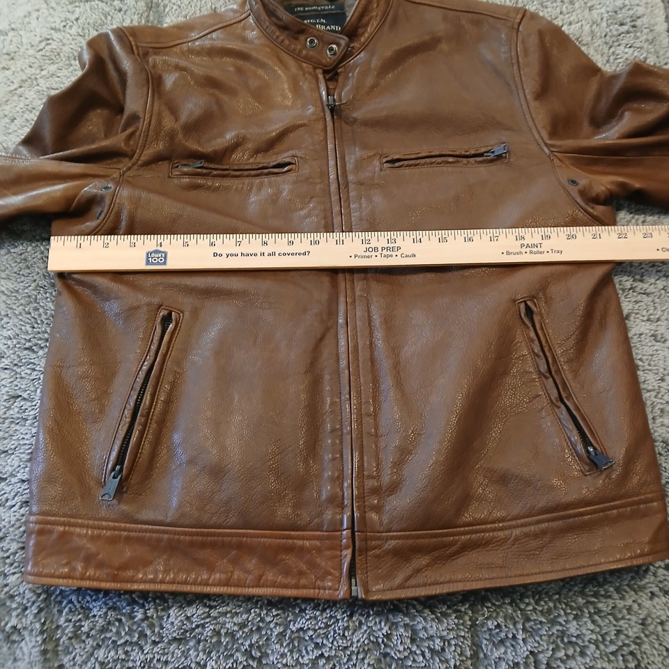 Lucky Brand Bonneville Racer Leather Jacket Men Large Brown Vintage 60s ...
