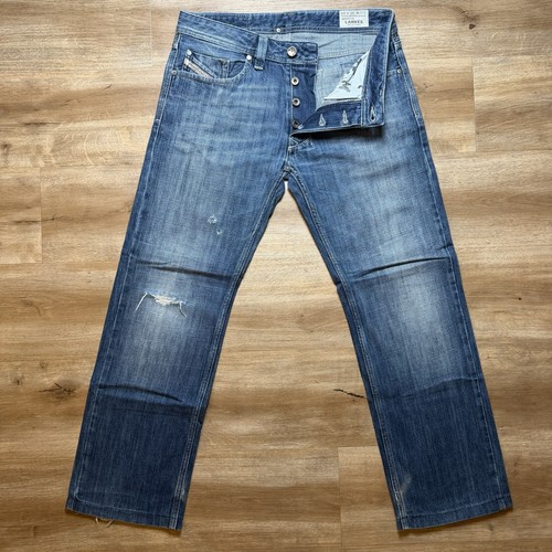 Diesel Larkee Jeans Men 30x29 Blue Straight Leg Cotton Thrashed 0074G ...