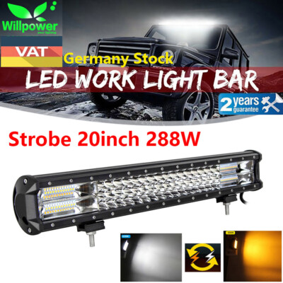 20inch 7D 288W Dual Color Led Work Light Bar for Car Off road Jeep ...