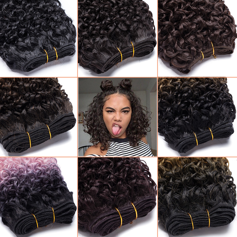 Hair Weaving Water Wave Short 8" One Pcs Synthetic Sew In Hair ...