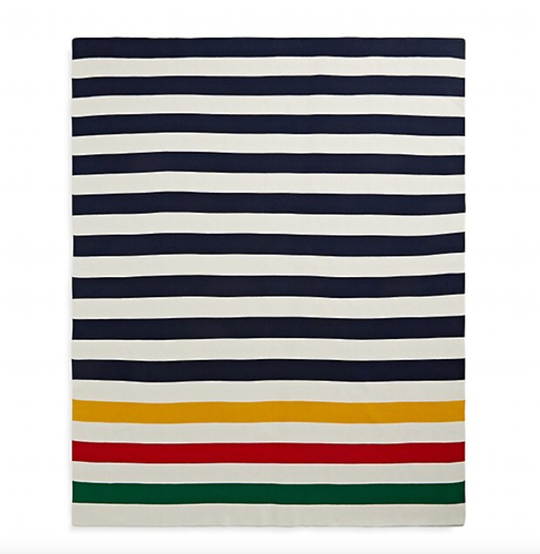 Hudson's Bay HBC Stripes Multistripe Cotton Knit Throw Blanket 63.5"W x ...