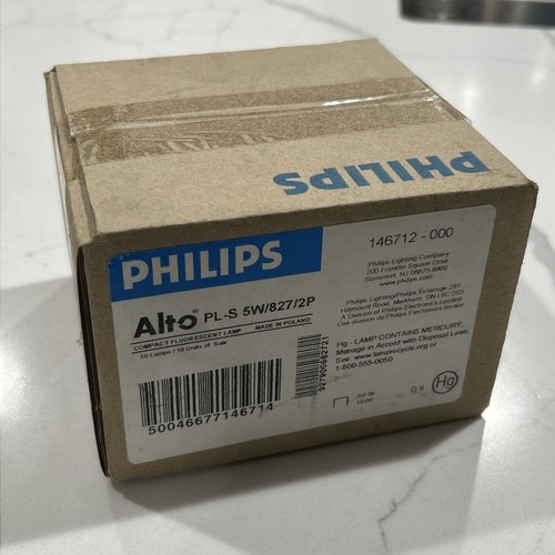Box Of 10 PHILIPS ALTO COMPACT FLUORESCENT LAMP BULB ~ 5W 827/2P PL-S ...