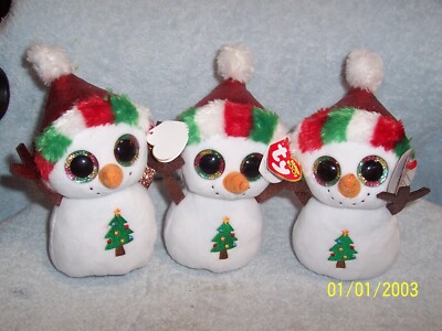 Lot Of 3 Ty Beanie Babies "Misty" Christmas Snowman New With Tag Approx ...