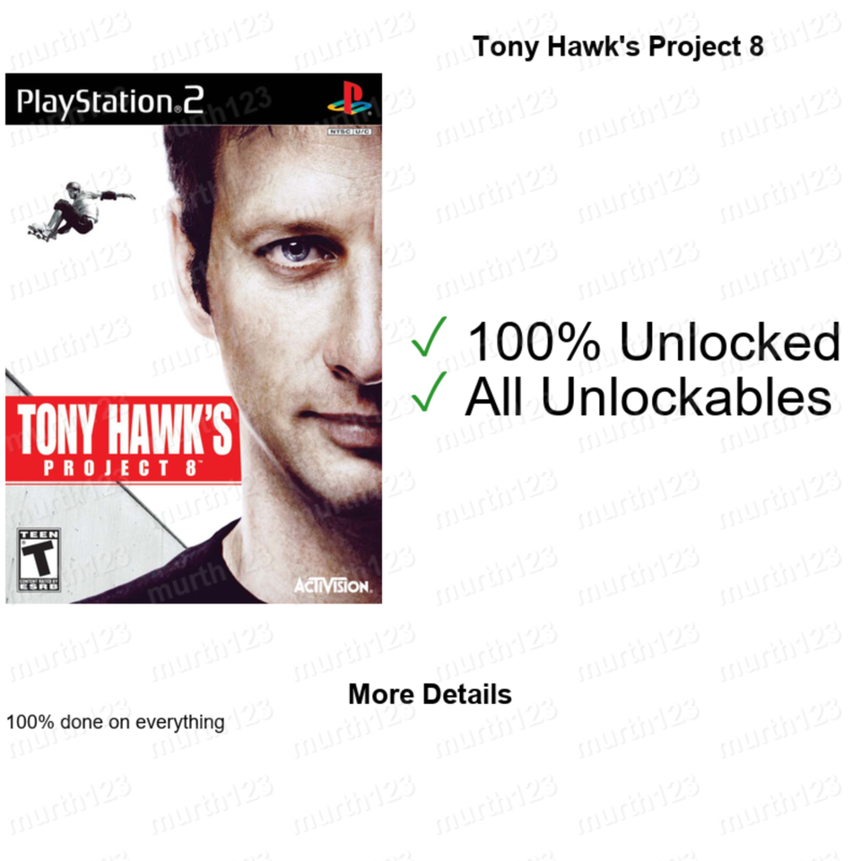 Tony Hawk's Pro Skater THPS THUG PlayStation 2 PS2 Memory Card Unlocked ...