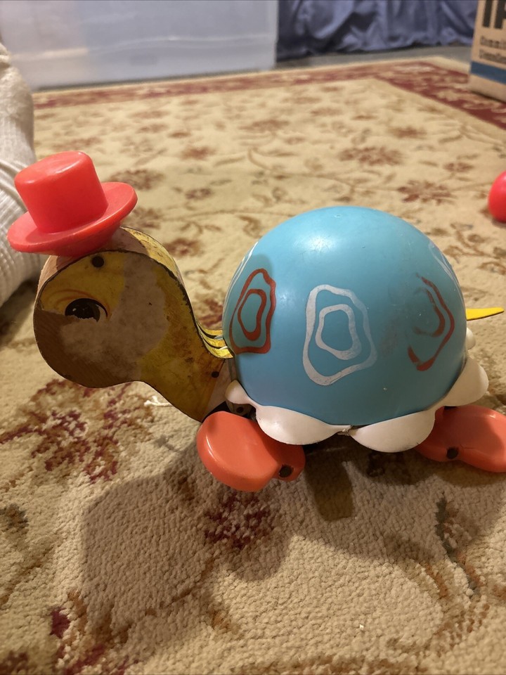 Vintage Fisher Price Tip Toe Turtle Pull Toy #773 Original String USA ...